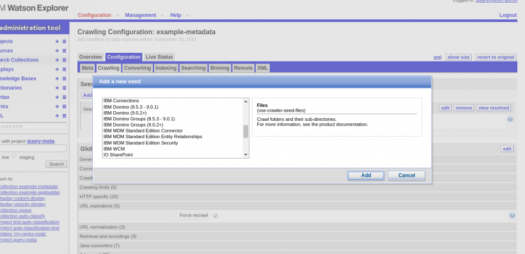 IBM Watson Explorer Connector List